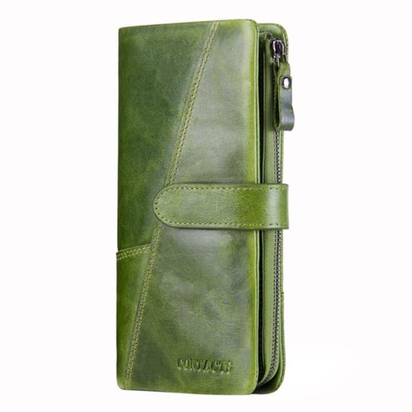 Leder Geldbeutel braun Portemonnaie RFID lang Geldbörse Unisex